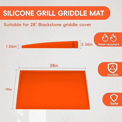 Lecivan 28" Silicone Griddle Mat for Blackstone, Full-Edge Griddle Covers for Blackstone Grill Accessories, Silicone All-Season Griddle Protective Mat for Outdoor Grilling