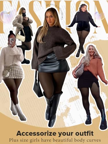 Plus Size Fleece Lined Tights Leggings Women,Warm Plus Size Tights Thermal Magic Leggings for Women Winter
