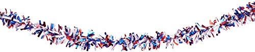 Beistle 50281-RWB Metallic Festooning Garland, 4" x 15', Red/White/Blue