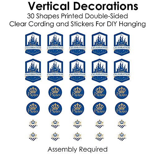 Big Dot of Happiness Royal Prince Charming - Baby Shower or Birthday Party DIY Dangler Backdrop - Hanging Vertical Decorations - 30 Pieces