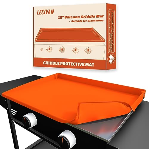 Lecivan 28" Silicone Griddle Mat for Blackstone, Full-Edge Griddle Covers for Blackstone Grill Accessories, Silicone All-Season Griddle Protective Mat for Outdoor Grilling