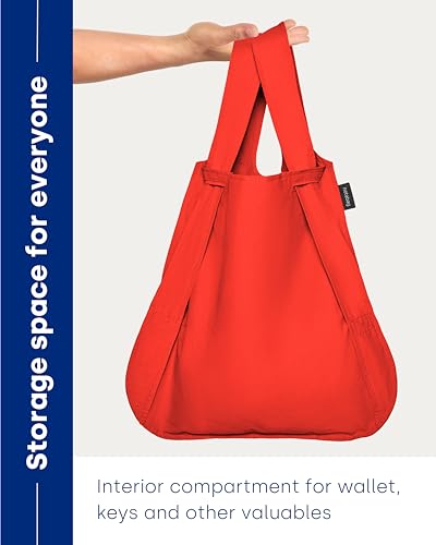 Notabag Original 2 in 1 Backpack and Bag (Red) – Backpack waterproof – reusable grocery bags foldable – clever design for more flexibility – backpack waterproof – grocery tote bag