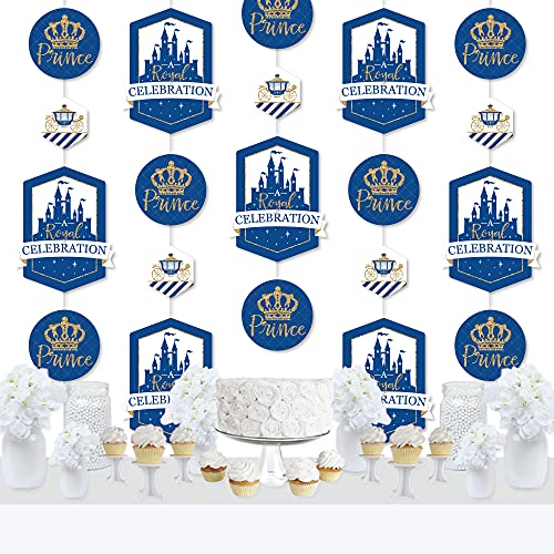 Big Dot of Happiness Royal Prince Charming - Baby Shower or Birthday Party DIY Dangler Backdrop - Hanging Vertical Decorations - 30 Pieces