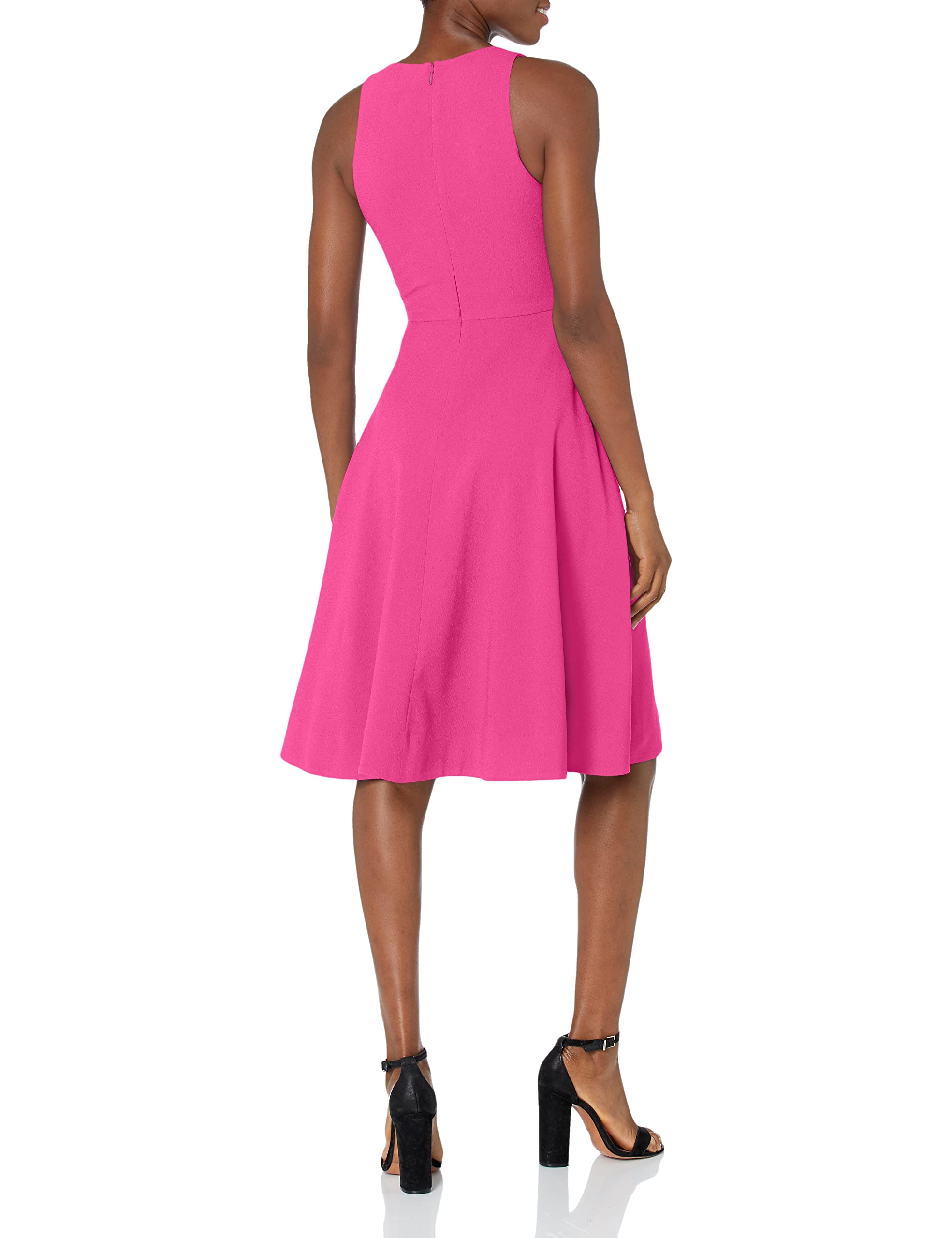 Dress the Population womens Catalina Solid Sleeveless Fit & Flare Midi Dress, Bright Fuchsia, Medium US
