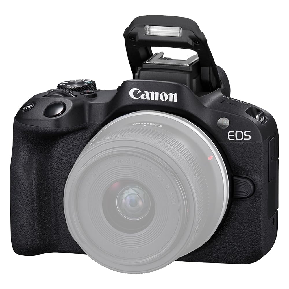 Canon EOS R50 Mirrorless Digital Camera Body Black with Canon RF-S 18-45mm f/4.5-6.3 IS STM Lens 3 Lens Kit & Complete Accessory Bundle + 64GB + Flash & More - International Model (Renewed)