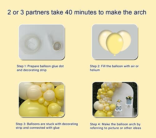 Yellow Balloon Arch Garland Kit-White Balloon 122Pcs for Graduation,Birthday,Easter,Baby Shower,Christmas,Fiesta Party Decoration.