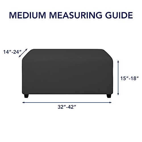 PureFit Super Stretch Soft Form Fit Ottoman Cover Rectangle - Ottoman Slipcovers for Foot Stool & Folding Storage Furniture for Living Room with Nonslip Elastic Bottom (Medium, Dark Gray)