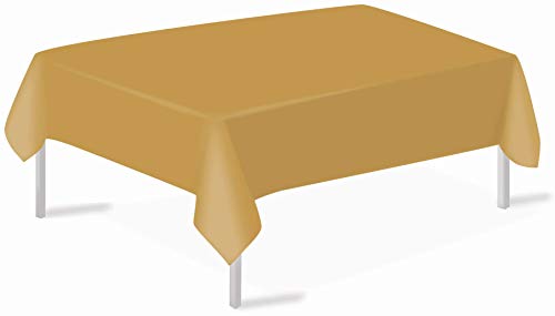 Gold Plastic Tablecloths 3 Pack Disposable Table Covers 54 x 108 Inches Shower Party Tablecovers PEVA Vinyl Table Cloths for Rectangle Tables up to 8 ft and Picnic BBQ Birthday Wedding Banquet