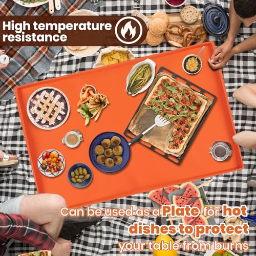 Velway 28" Silicone Griddle Mat for Blackstone - Upgraded Full-Edge Heavy Duty Griddle Mat Cover - Protect Grill from Dust, Rust, Leaves - All Season Protective Cover for Blackstone Grill (Orange)