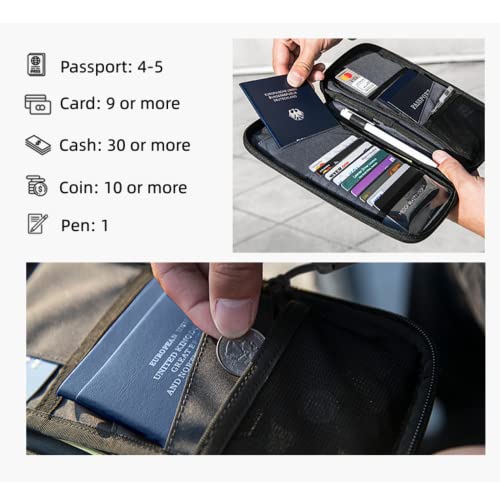 Passport Holder Family, Passport Wallet Case Large, RFID Blocking Passport Cover, Waterproof Family Travel Documents Organizer (Black)