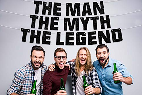 The Man The Myth The Legend Banner Father Birthday Theme Dad Party Decor Picks for Retirement Decorations Supplies Black