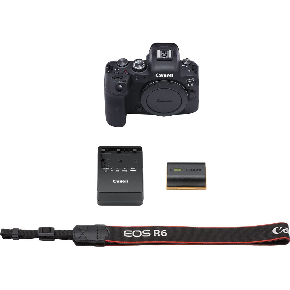 Canon EOS R6 Mirrorless Digital Camera (Body Only) (4082C002) + Canon RF 24-70mm Lens + 64GB Memory Card + Case + Corel Software + 2 x LPE6 Battery + External Charger + Card Reader + More (Renewed)