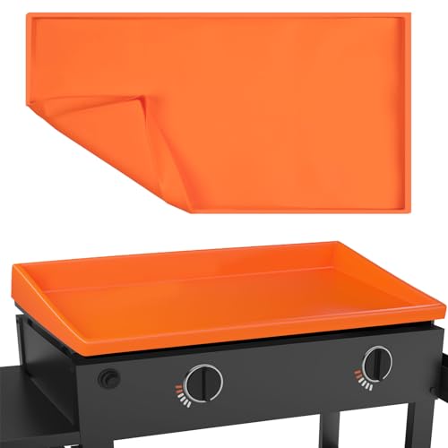Velway 28" Silicone Griddle Mat for Blackstone - Upgraded Full-Edge Heavy Duty Griddle Mat Cover - Protect Grill from Dust, Rust, Leaves - All Season Protective Cover for Blackstone Grill (Orange)