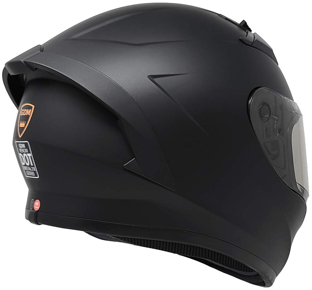 Bluetooth Motorcycle Helmet with Clear, Tinted, Iridium Shields (Flat Black, XL)