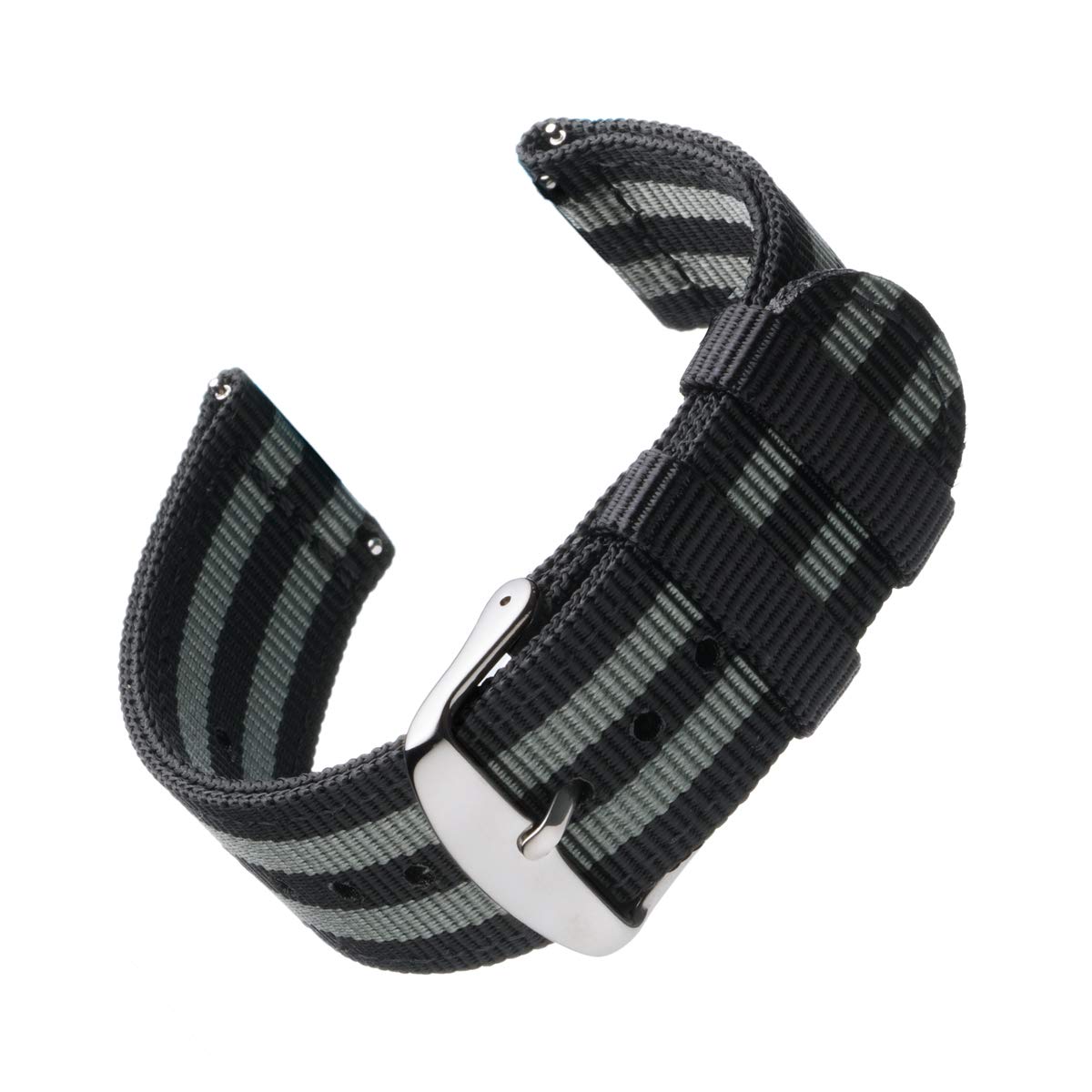 Archer Watch Straps - Premium Nylon Quick Release Watch Bands (Black/Gray, 22mm)