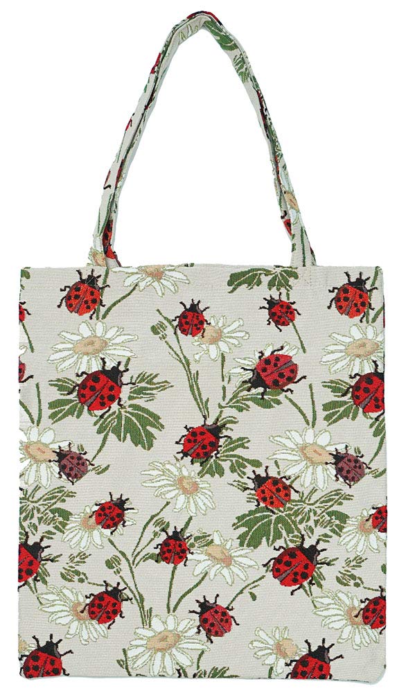 Signare Tapestry Reusable Grocery Eco-Friendly Shopping Tote Bag with Ladybug Design