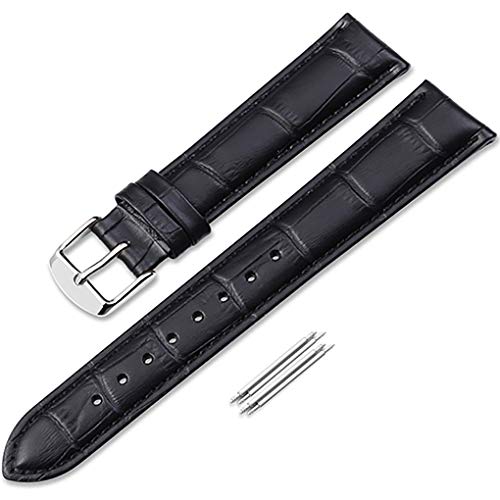 iStrap Leather Watch band Alligator Grain Calfskin Replacement Strap Stainless Steel Buckle Bracelet for Men Women-18mm 19mm 20mm 21mm 22mm 24mm-Black Brown