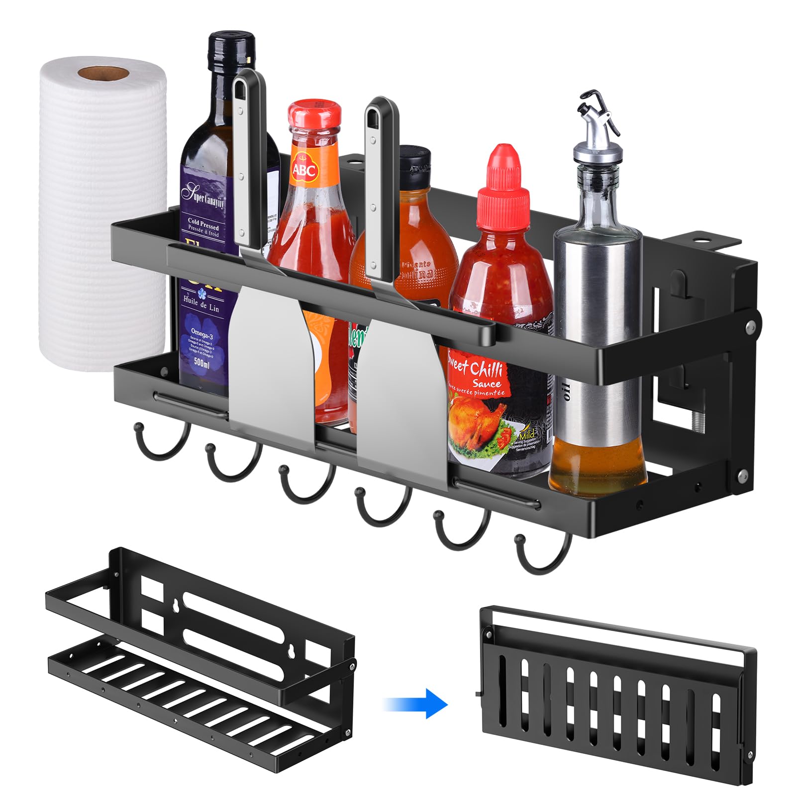 Upgraded Foldable Griddle Caddy for Blackstone 28"/36" Griddles/Prep Cart, BBQ Caddy Grill Accessories Space Saving with Paper Towel Holder for Outdoor