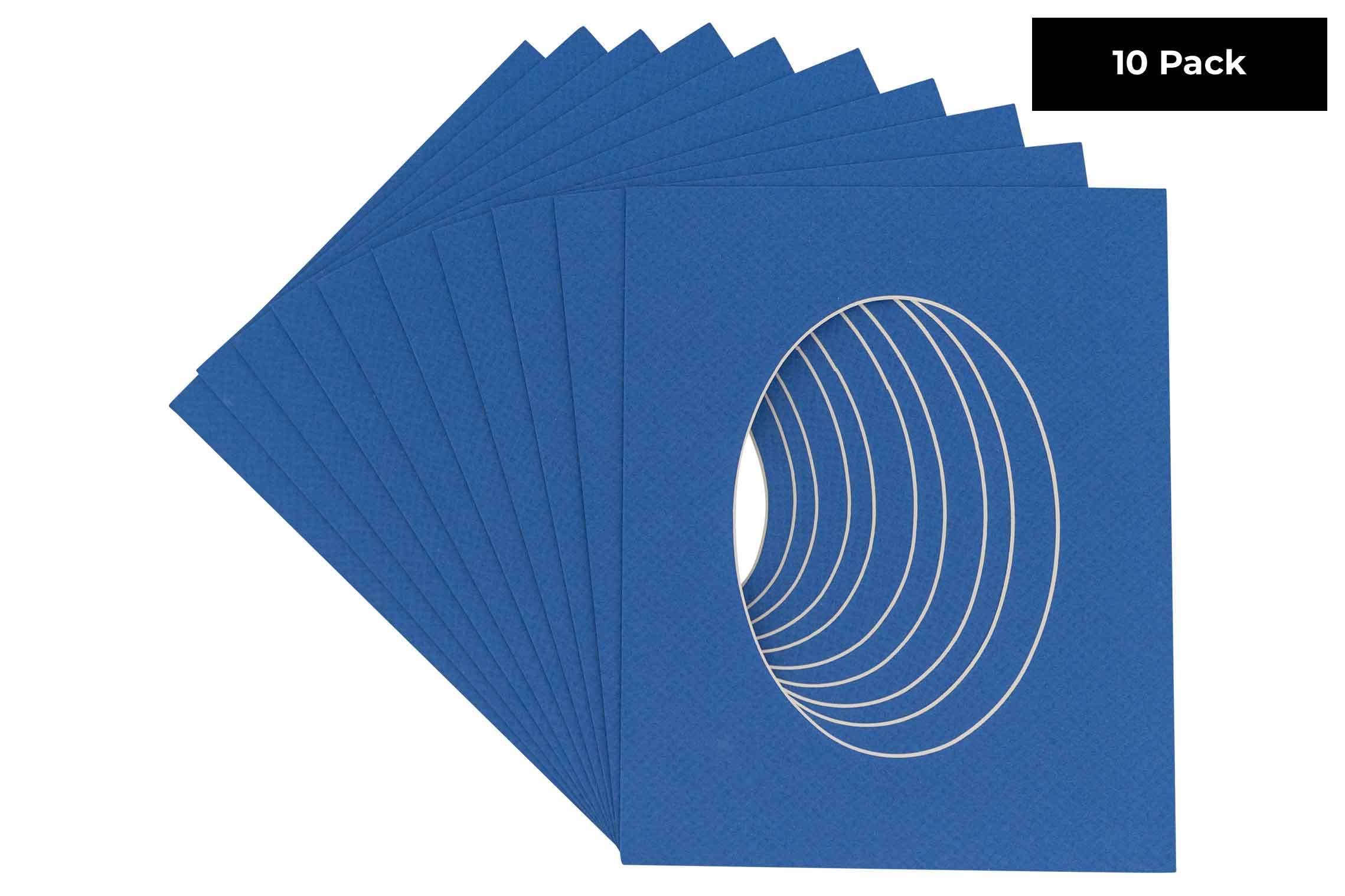 CountryArtHouse Royal Blue Acid Free 11x14 Oval Picture Frame Mat with White Core Bevel Cut for 9x11 Pictures - Fits 11x14 Frame - Pack of 10 Matboards