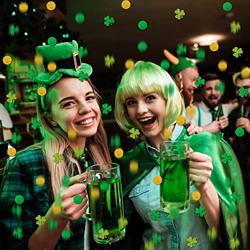 DIYDEC St Patrick's Day Paper Shamrock Table Confetti , Irish Lucky Clover Sequins Foil Glittering Table Confetti Decoration for St Patrick's Day Party Supplies