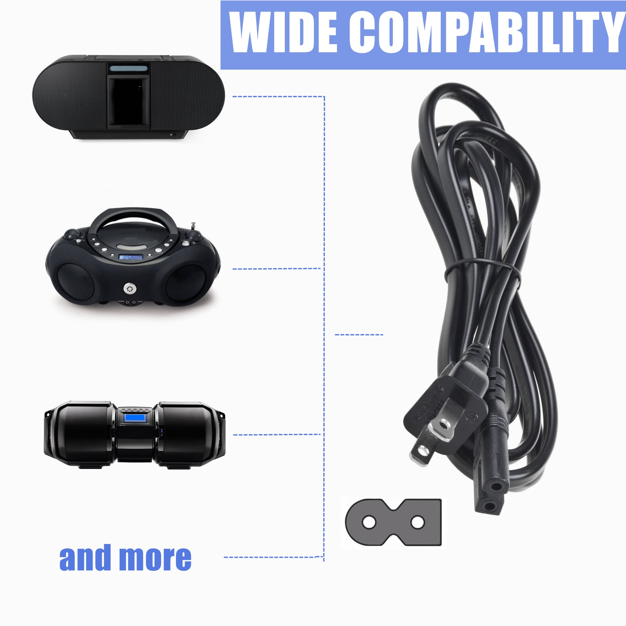 CJP-Geek 5ft AC in Power Cord Outlet Socket Cable Plug Lead Replacement for Panasonic Sony Playstation ETC 195, Sony Playstation PS1 & Sony Playstation PS2
