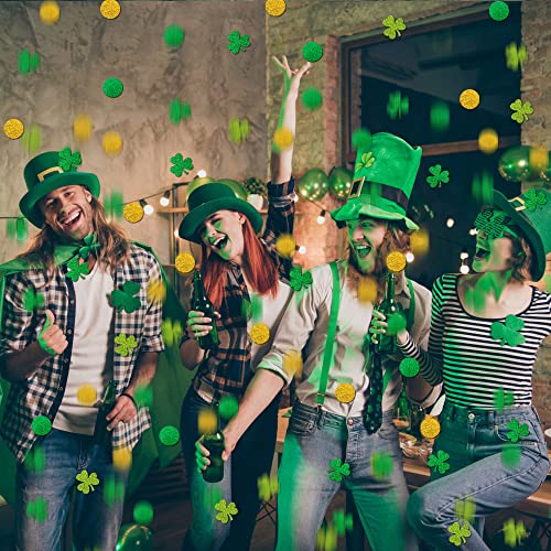 DIYDEC St Patrick's Day Paper Shamrock Table Confetti , Irish Lucky Clover Sequins Foil Glittering Table Confetti Decoration for St Patrick's Day Party Supplies