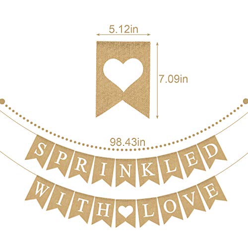Rainlemon Jute Burlap Sprinkled with Love Banner Gender Neutral Baby Shower Sprinkle Decoration Supply