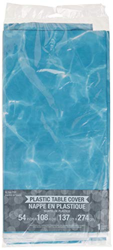 Creative Converting TABLECOVER PL 54" X 108" AOP Plain Water Print Plastic Tablecloth, 54 x 108, Multicolor