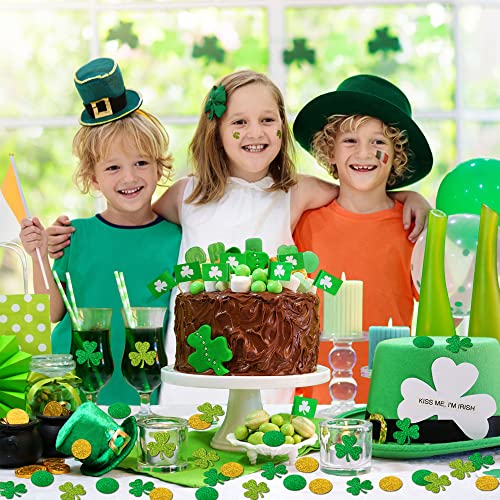 DIYDEC St Patrick's Day Paper Shamrock Table Confetti , Irish Lucky Clover Sequins Foil Glittering Table Confetti Decoration for St Patrick's Day Party Supplies