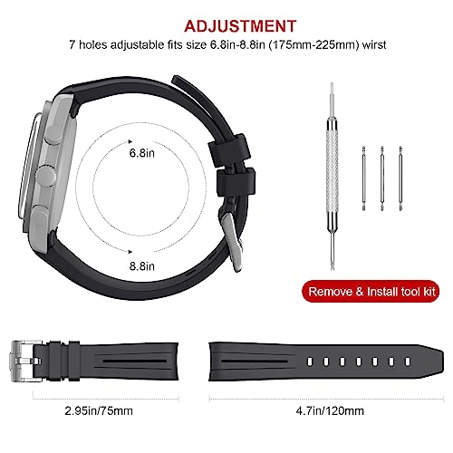 Bands for Moonswatch Watch,Curved No Gap Rubber Strap Compatible with Omega X Swatch Moonswatch Speedmaster/Rolex/SEIKO 20mm Watch,Swatch Omega Moonswatch Speedmaster Watch Replacement Band Men Women
