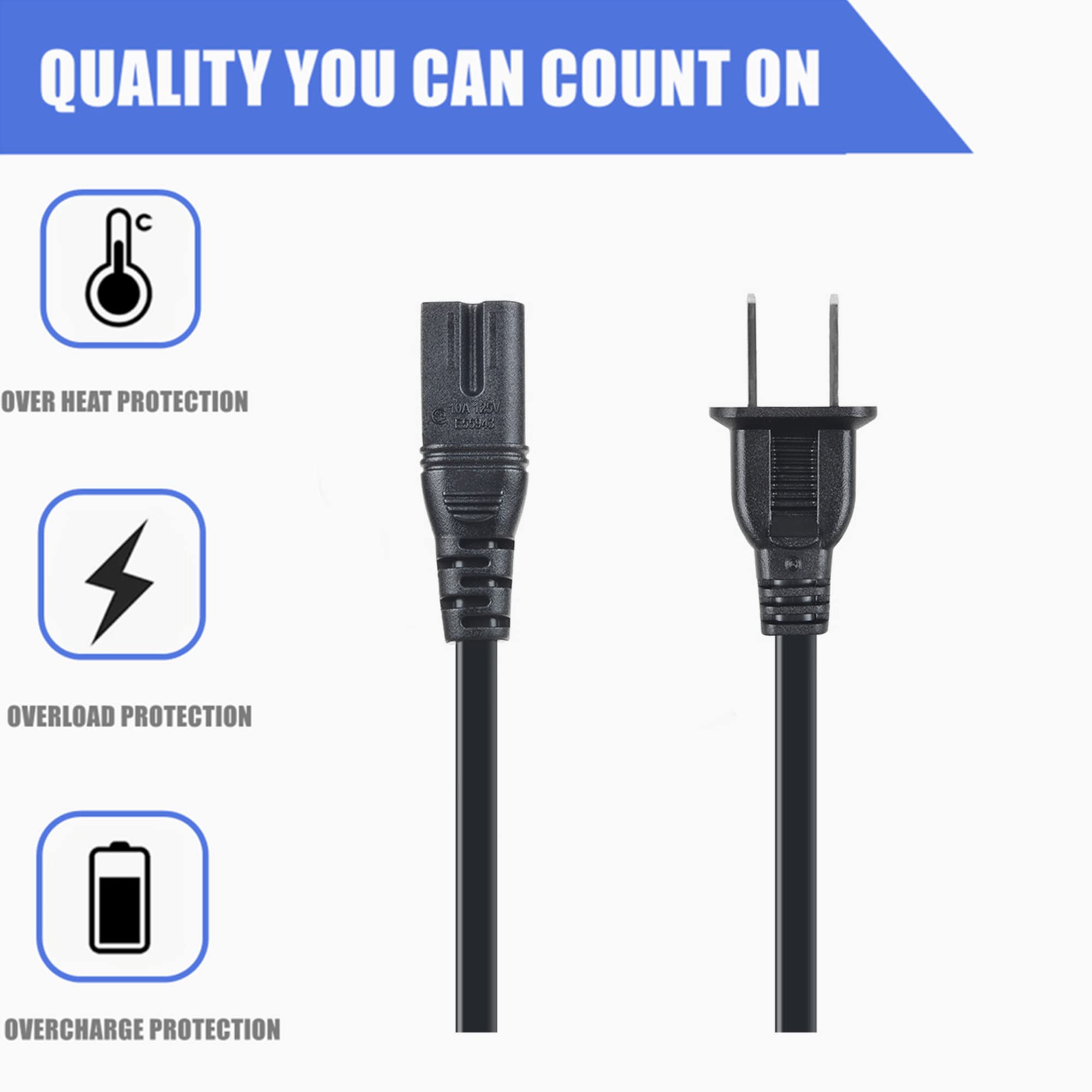 CJP-Geek 5ft AC in Power Cord Outlet Socket Cable Plug Lead Replacement for Panasonic Sony Playstation ETC 195, Sony Playstation PS1 & Sony Playstation PS2