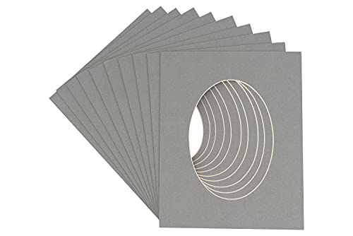 CountryArtHouse Mid Grey Acid Free 12x36 Oval Picture Frame Mat with White Core Bevel Cut for 10x30 Pictures - Fits 12x36 Frame - Pack of 25 Matboards