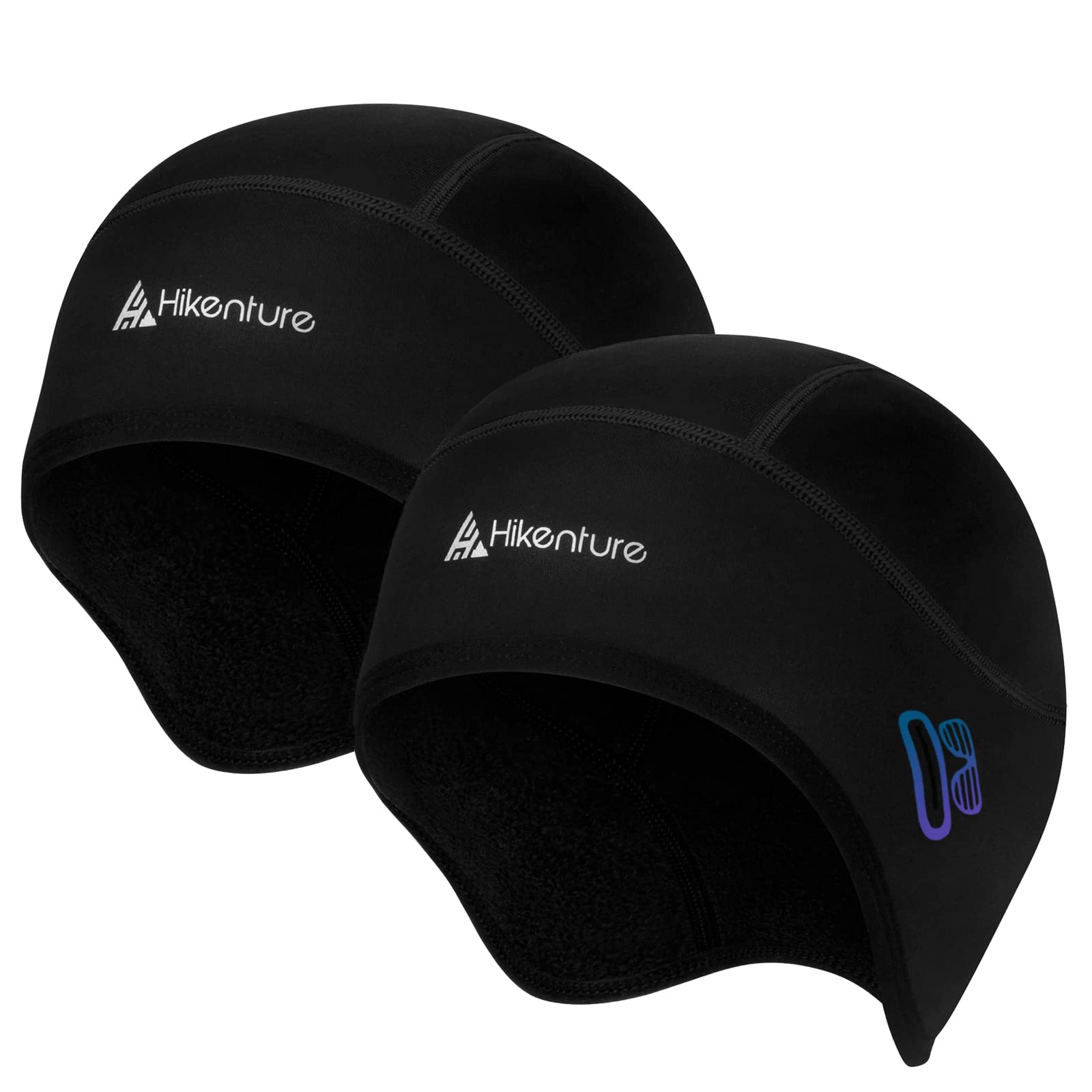 Hikenture Skull Cap Helmet Liner with Glasses Holes, Winter Thermal Cycling Cap for Men & Women, Cycling Hat Beanie Black