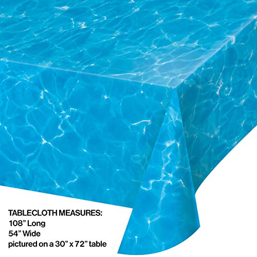 Creative Converting TABLECOVER PL 54" X 108" AOP Plain Water Print Plastic Tablecloth, 54 x 108, Multicolor