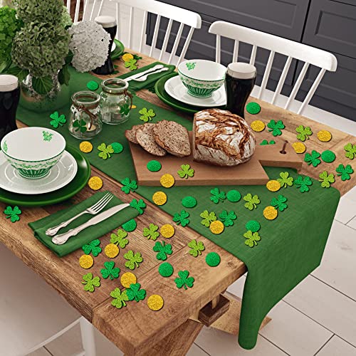 DIYDEC St Patrick's Day Paper Shamrock Table Confetti , Irish Lucky Clover Sequins Foil Glittering Table Confetti Decoration for St Patrick's Day Party Supplies