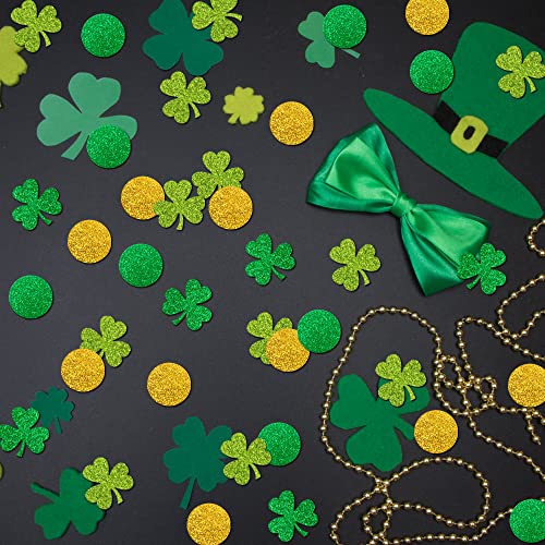 DIYDEC St Patrick's Day Paper Shamrock Table Confetti , Irish Lucky Clover Sequins Foil Glittering Table Confetti Decoration for St Patrick's Day Party Supplies