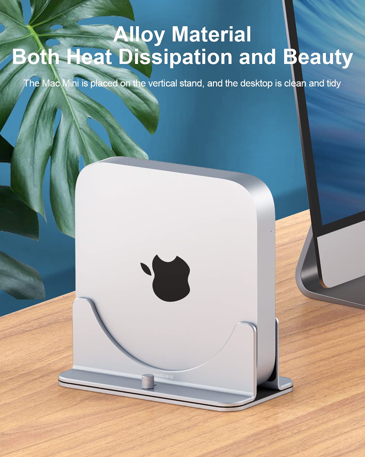 Hagibis Vertical Stand for Mac Mini M2, Aluminum Alloy Laptop Stand Anti-Slip Computer Holder Desktop Stand Compatible with M1 Chip Mac Mini, MC25 Pro