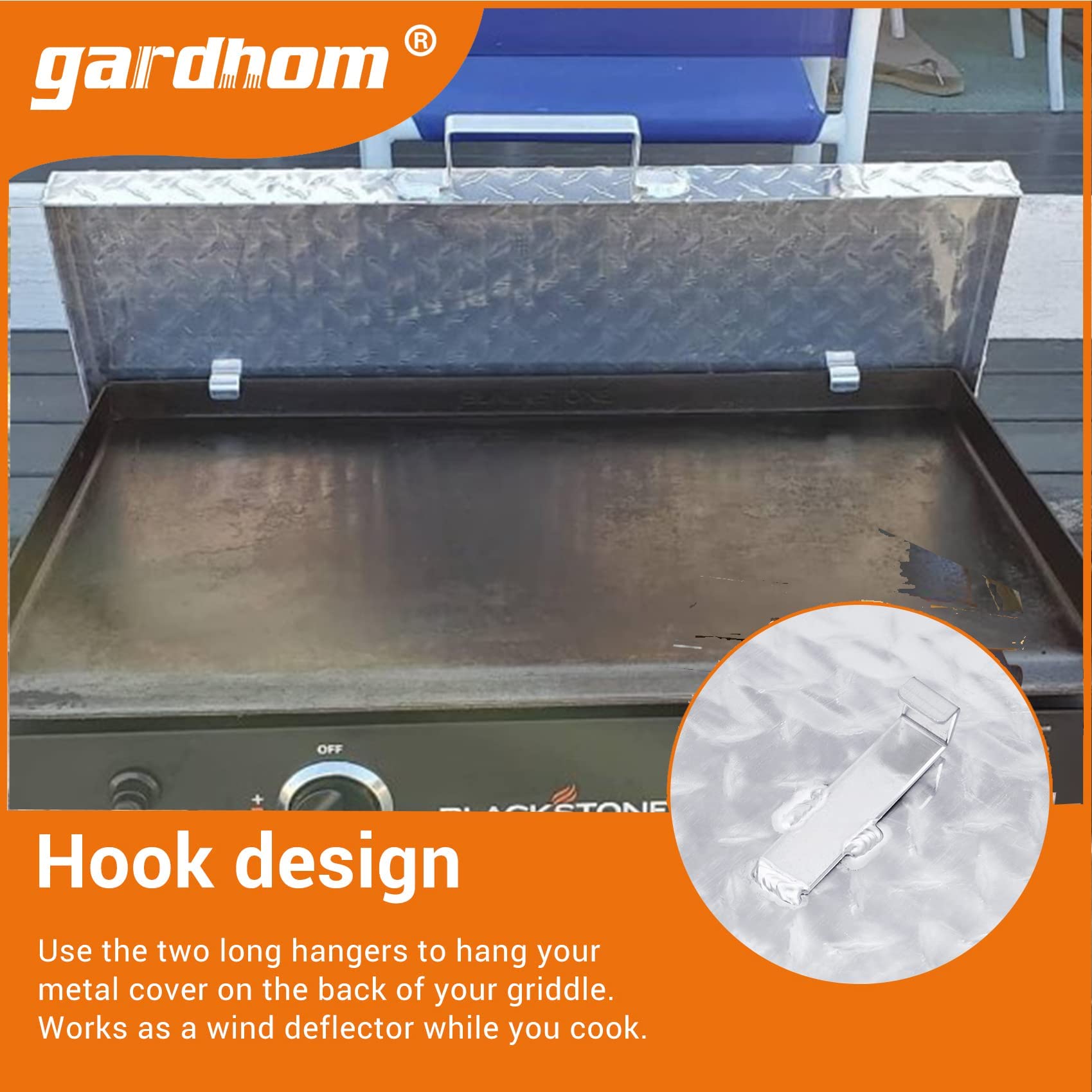 Griddle Cover 28Inch, gardhom Aluminum Hard Top Lid with Handle Outdoor BBQ Hood Lightweight Durable for 28” Blackstone Grill Cover