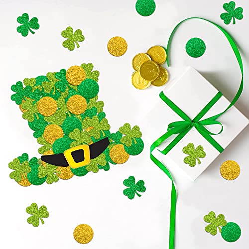 DIYDEC St Patrick's Day Paper Shamrock Table Confetti , Irish Lucky Clover Sequins Foil Glittering Table Confetti Decoration for St Patrick's Day Party Supplies
