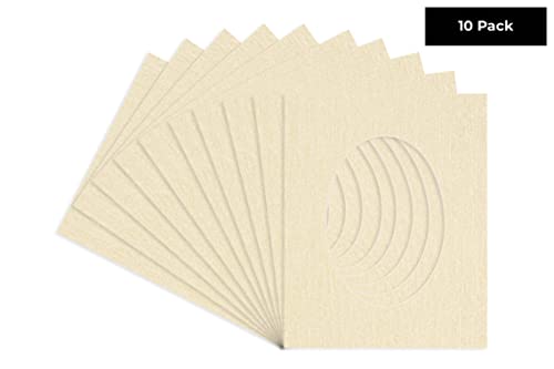 CountryArtHouse Fresh Linen Canvas Acid Free 12x16 Oval Picture Frame Mat with White Core Bevel Cut for 9x13 Pictures - Fits 12x16 Frame - Pack of 10 Matboards