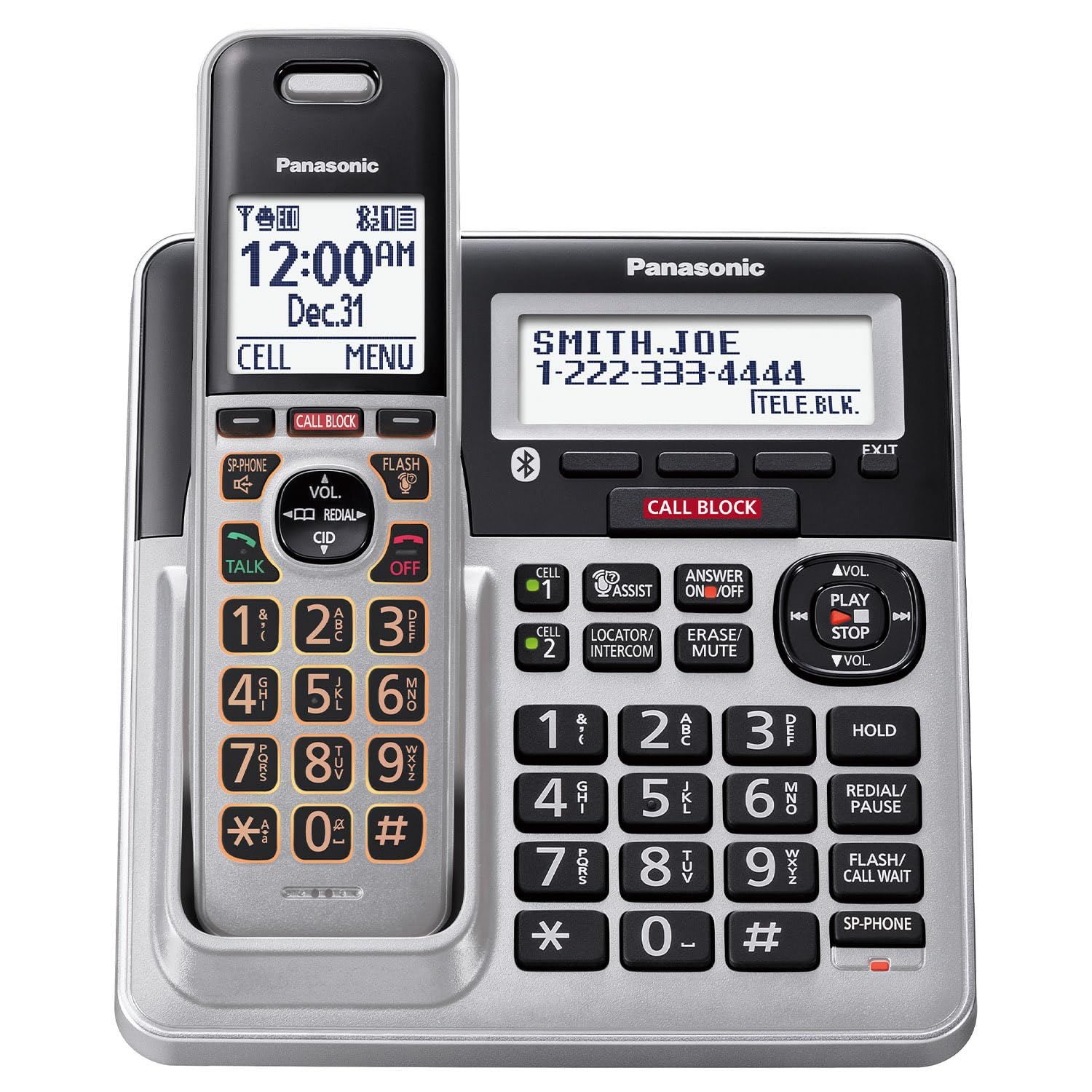 Panasonic Cordless Phone with Headset Bundle - KX-TG994SK 4-handset DECT 6.0 Phone with KX-TCA430 Comfort-Fit Corded Headset (Renewed)