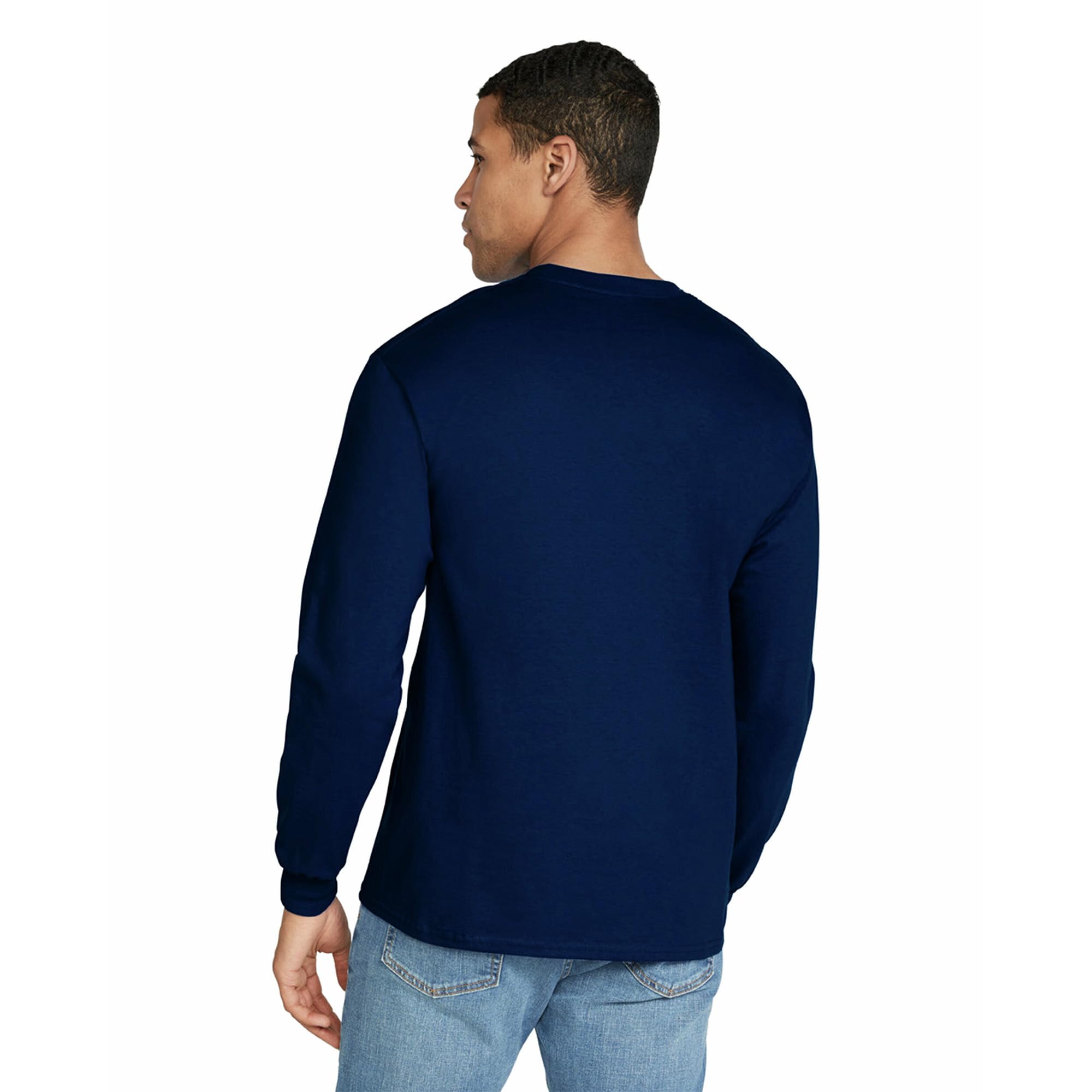Gildan Men's Ultra Cotton Long Sleeve T-Shirt, Style G2400, Multipack, Navy (2-Pack), Large
