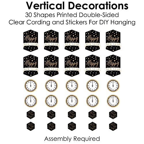 Big Dot of Happiness New Year’s Eve - Gold - New Years Eve Party DIY Dangler Backdrop - Hanging Vertical Decorations - 30 Pieces