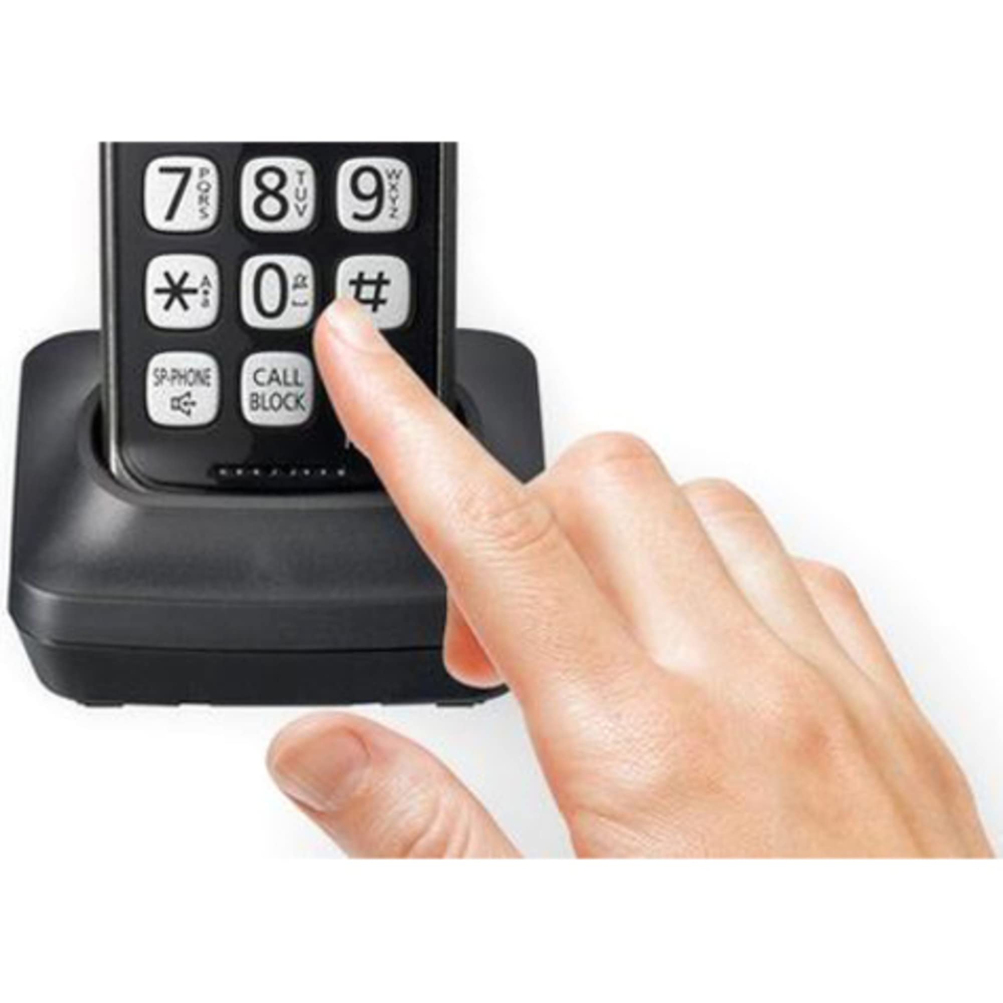PANASONIC Expandable Cordless Phone System with Link2Cell Bluetooth, Voice Assistant, Answering Machine and Call Blocking - 3 Cordless Handsets - KX-TGD563M (Metallic Black)