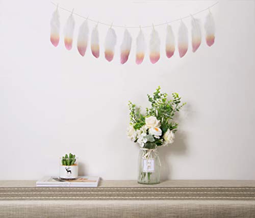 LOVENJOY Pre-Strung Fairy Feather Garlands (Romantic Purple Shaded into Gold and White)