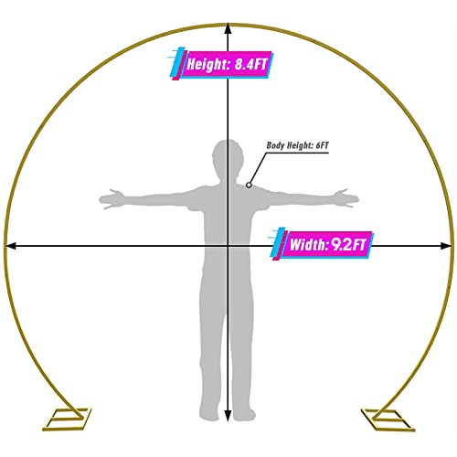 Fomcet 9.2FT Large Round Backdrop Stand Gold Metal Circle Wedding Balloon Arch Frame for Wedding Ceremony Anniversary Birthday Party Baby Shower Photo Background Decoration