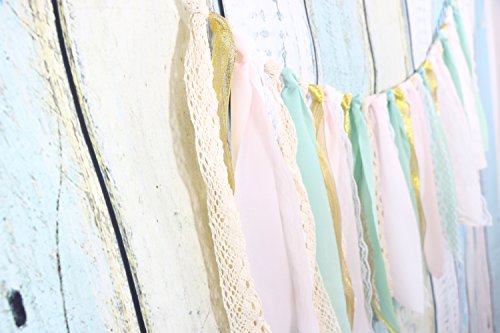 Lace Tassel Garland Fabric Garland Rag Tie Garland Shabby Chic Blush Banner Wedding Backdrop Wedding Decor Baby Shower Party Decor Home Decor Wall Hanging Boho Decor Fall Decor Birthday Banner