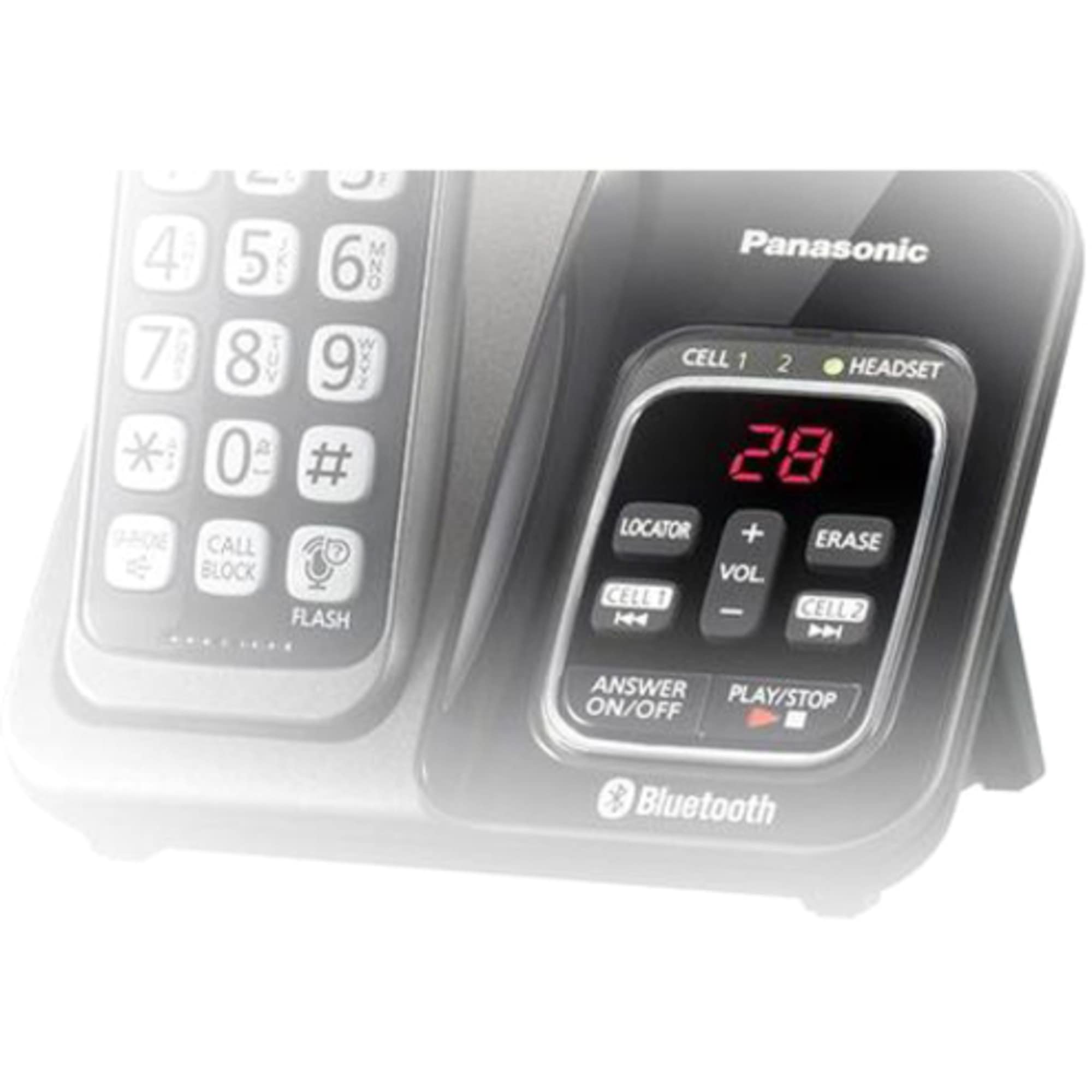 PANASONIC Expandable Cordless Phone System with Link2Cell Bluetooth, Voice Assistant, Answering Machine and Call Blocking - 3 Cordless Handsets - KX-TGD563M (Metallic Black)