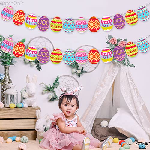 KatchOn, Easter Egg Garland for Mantle - 10 Feet, No DIY | Large, Easter Garland for Easter Decorations | Happy Egg Easter Banner for Fireplace | Easter Party Decorations | Easter Garland Decorations