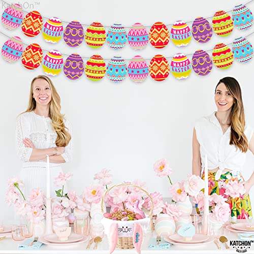 KatchOn, Easter Egg Garland for Mantle - 10 Feet, No DIY | Large, Easter Garland for Easter Decorations | Happy Egg Easter Banner for Fireplace | Easter Party Decorations | Easter Garland Decorations